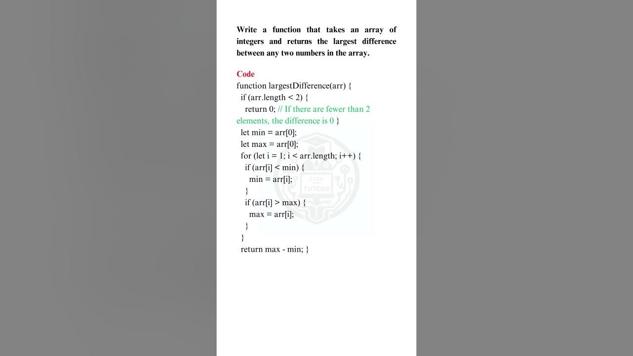 JavaScript in 60 Seconds: Find the Largest Difference Between Any Two Elements in an Array ...