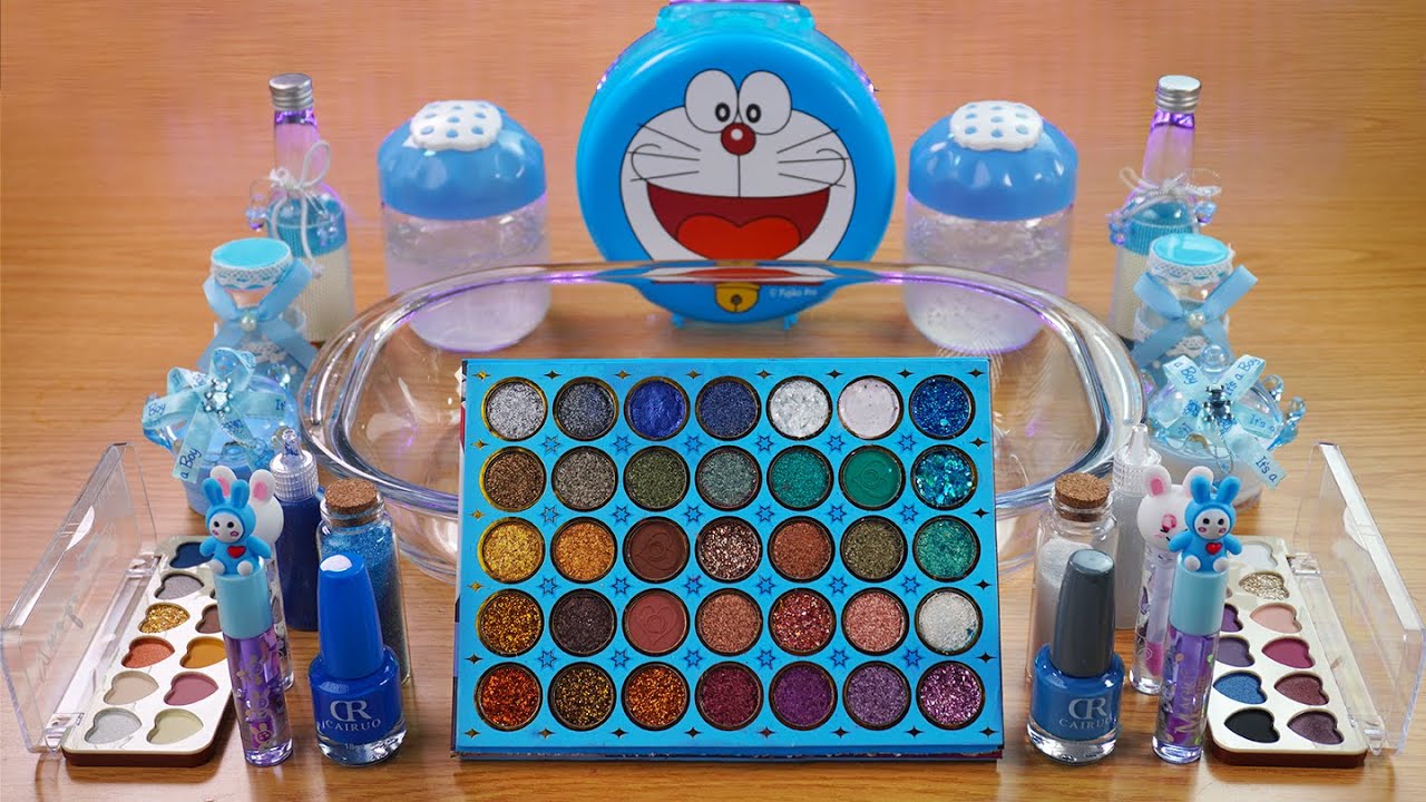 Blue Doraemon Slime | Makeup, Clay, Glitter, And Parts Into Satisfying ...