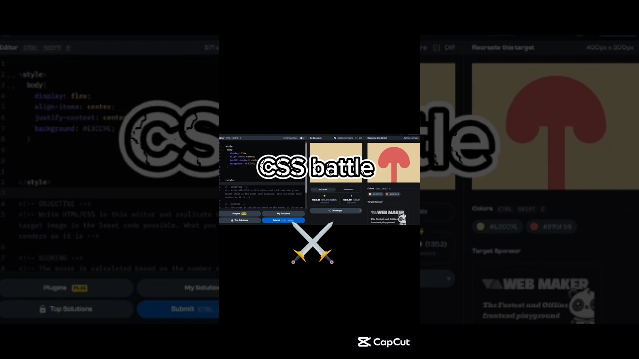 Css Battle Challenge Html And Css Shape Coding Shorts Youtubeshorts Youtube