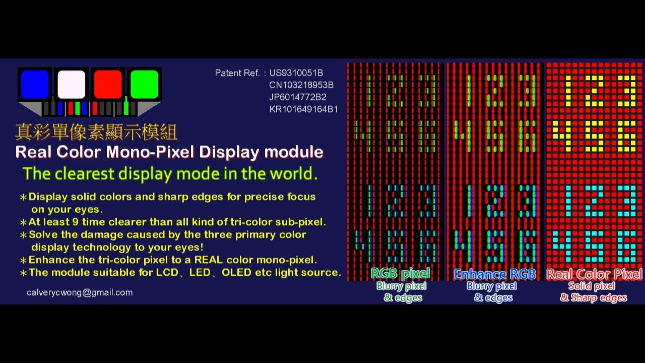 ①b. Feature of focusing solid Real TRUE COLOR Pixels (No RGB subpixel ...