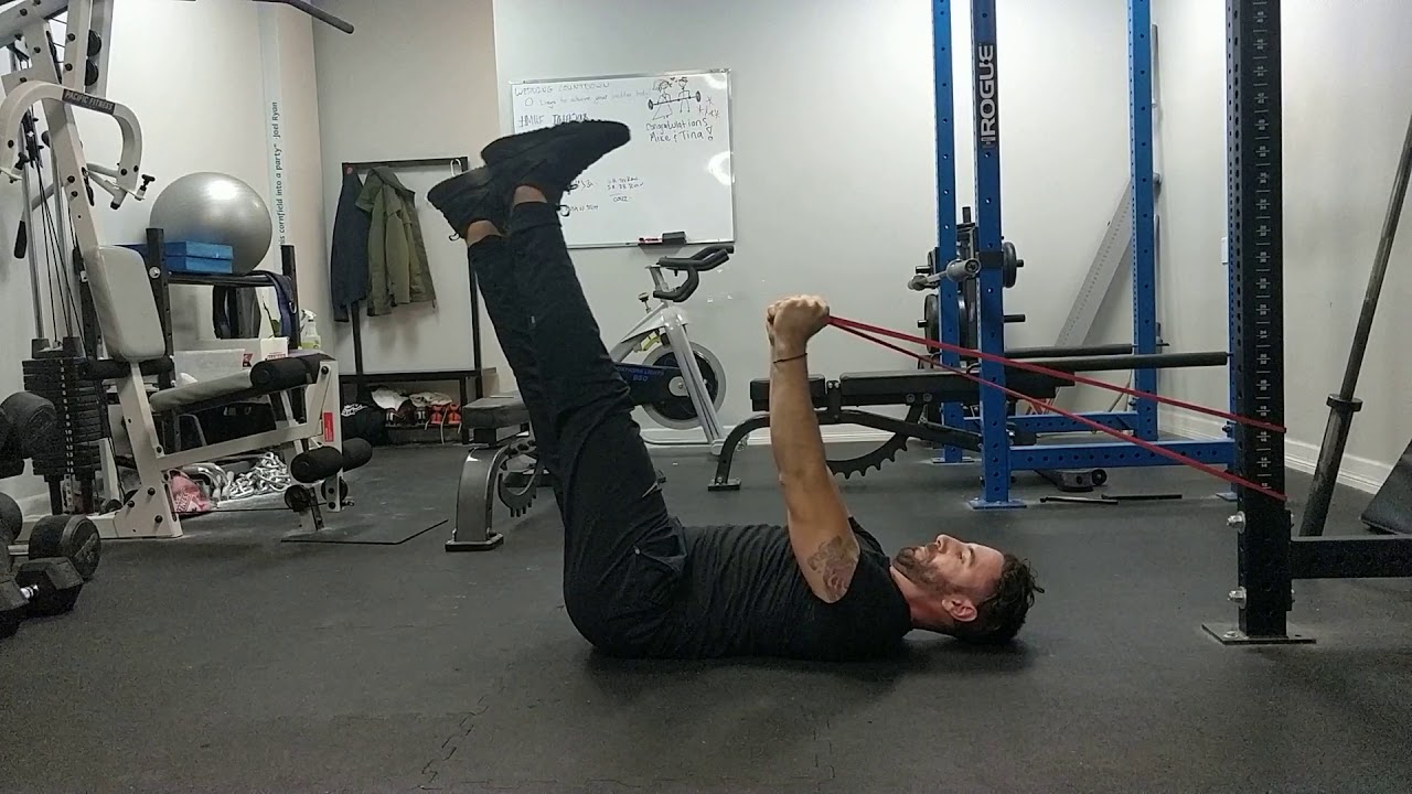 Band Resisted Single Leg Raise - YouTube