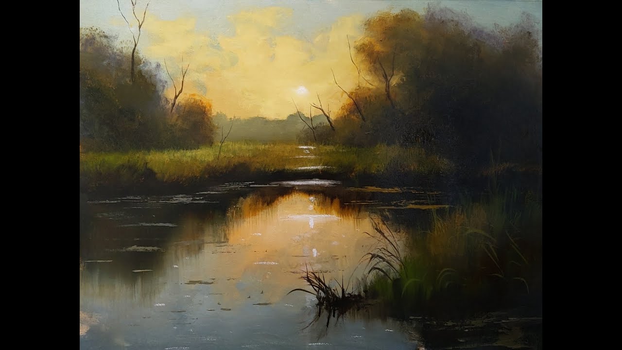 Painting tutorial for beginners, painting a landscape. (Time-lapse ...