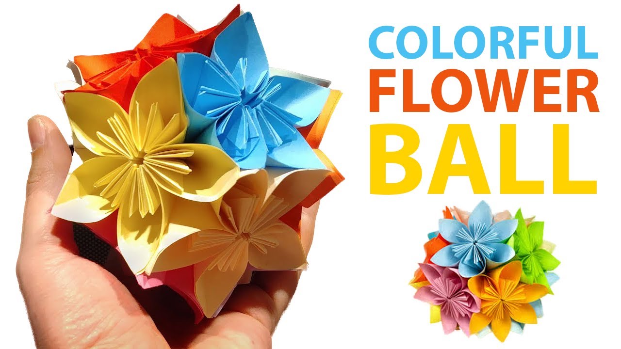 Kula z kwiatów - Colored Ball Origami Paper Flowers Kula Kusudama kula ...
