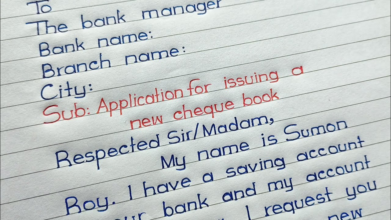 How To Write An Application For New Cheque Book || New Cheque Book ...