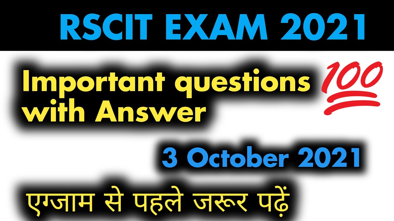 RSCIT exam 2021 | RSCIT exam 2021 question answer #biggerjoyeducation # ...