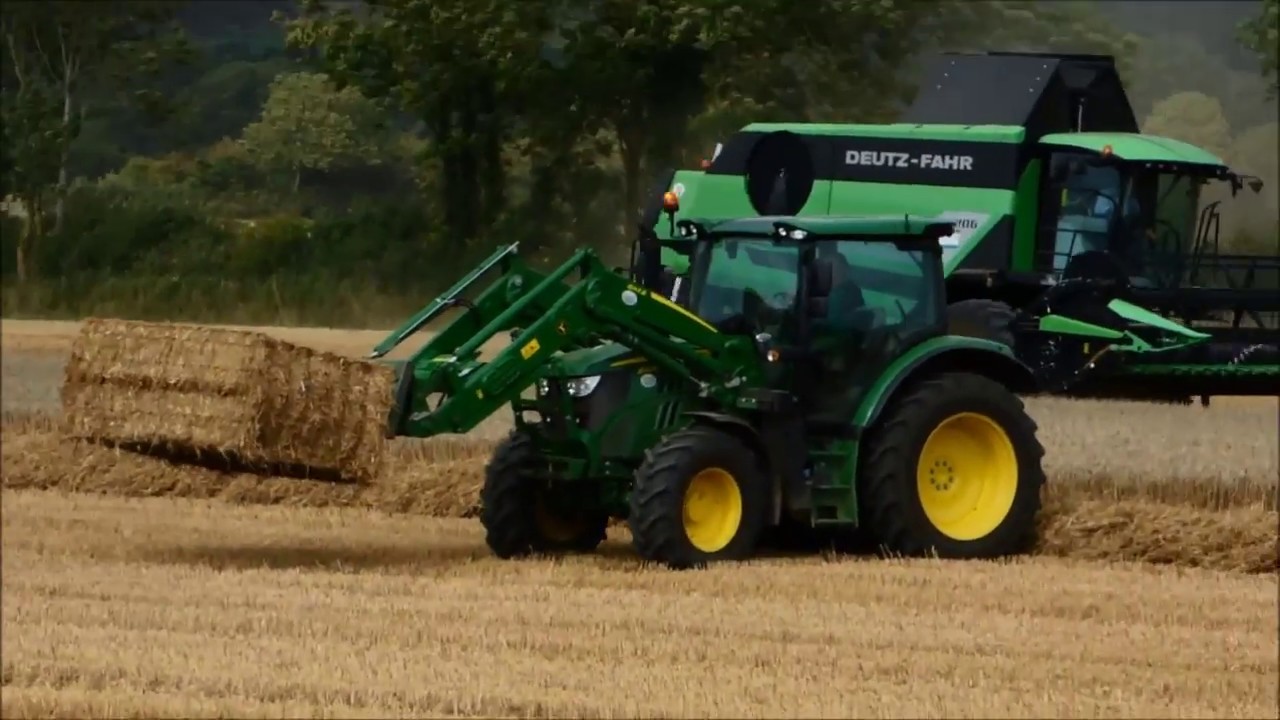 John Deere 600R Tractor Stacking Hay Bales - YouTube