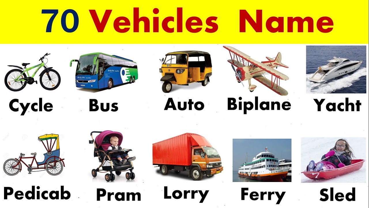 Different Types of Vehicles in English with Picture - YouTube