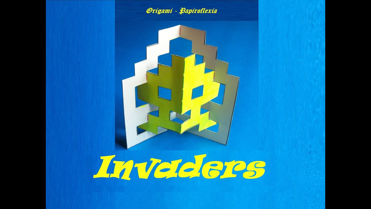 Pop Up. Origami - Papiroflexia. Space Invaders in 3D. - YouTube