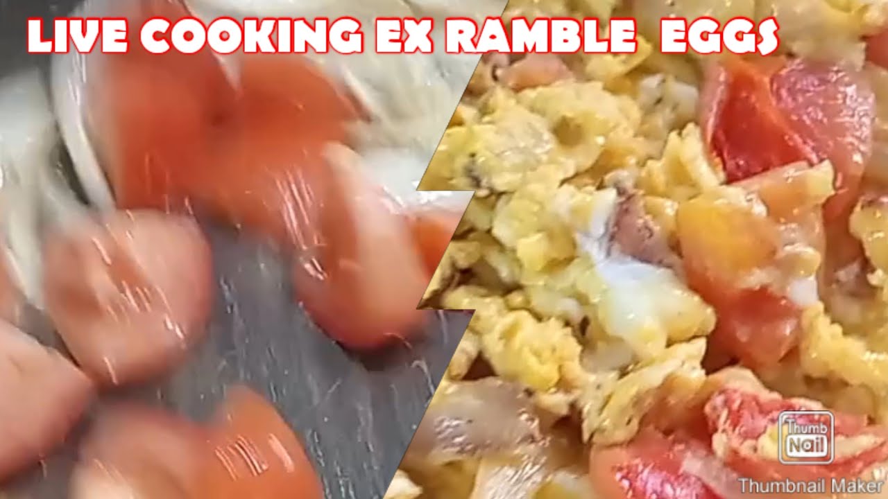 LIVE COOKING SCRAMBELD EGGS WITH ONION AND TOMATO - YouTube