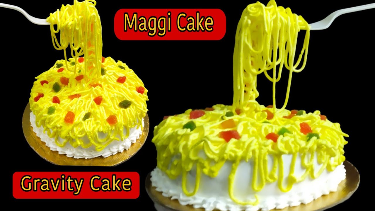 Maggi Theme Cake|Antigravity Cake| मॅगी थीम केक |Maggi Cake Recipe ...
