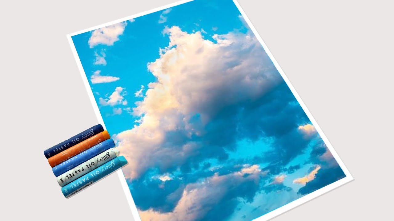 Easy clouds drawing with oil pastel - YouTube