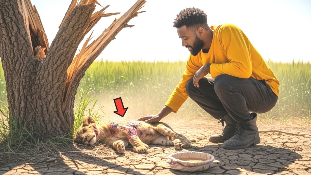 A man found a weak lion cub crying for help, what happened next shocked ...