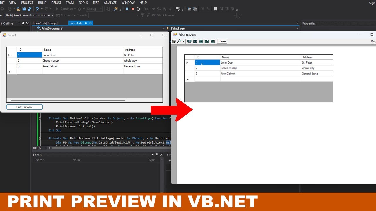 How to Print a DataGridView with Print Preview using VB.Net - YouTube