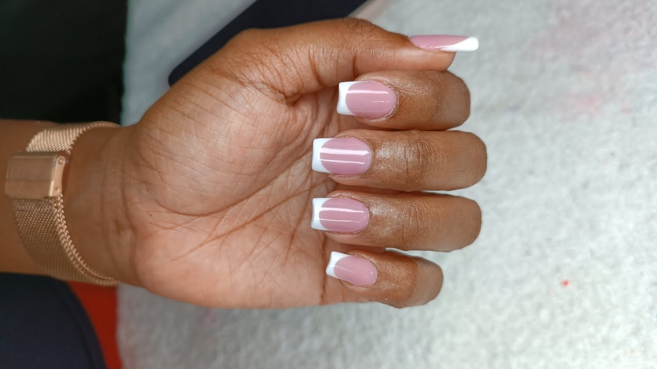 Creating short,perfect acrylic French nails - YouTube