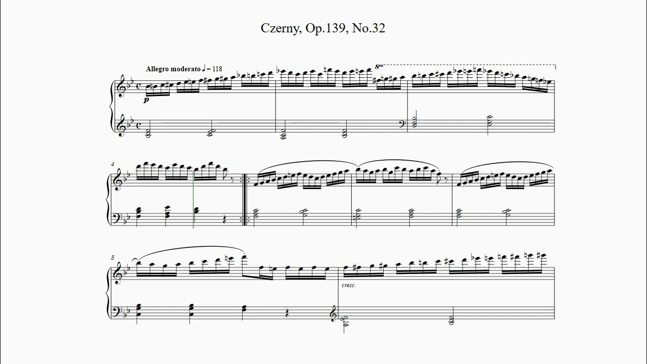 Czerny, 100 Progressive Studies Op.139, No.32 - YouTube