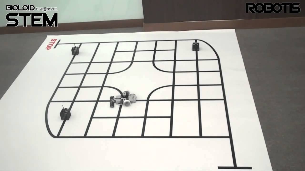 BIOLOID STEM Chapter 4 Line tracer Competition - YouTube