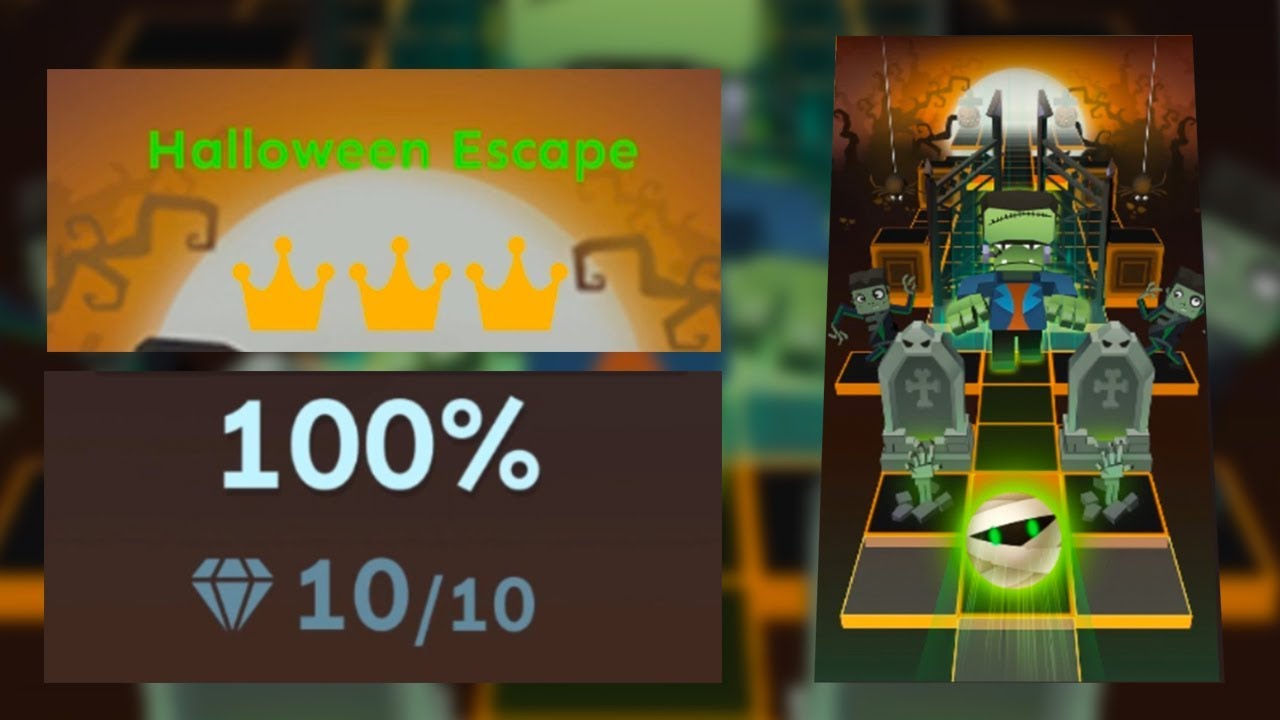 Rolling Sky Bonus lv.9 Halloween Escape 100% Clear - All Gems/Crowns ...