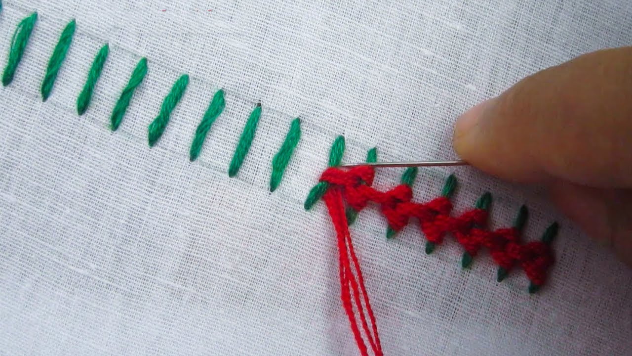Hand Embroidery, Easy Border Line Embroidery Tutorial, Basic Stitch ...