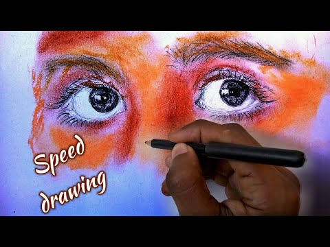 Drawing human's eyes.soft pastel and pencil color painting. - YouTube