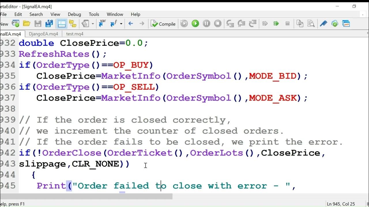 Mql4 Mql5 Course How To Delete Pending Limit Orders And Close Open Positions Youtube