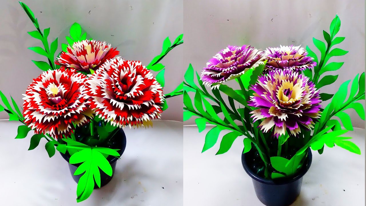 How to make beautiful paper flowers easy / kadadasi mal nirmana /a4 ...