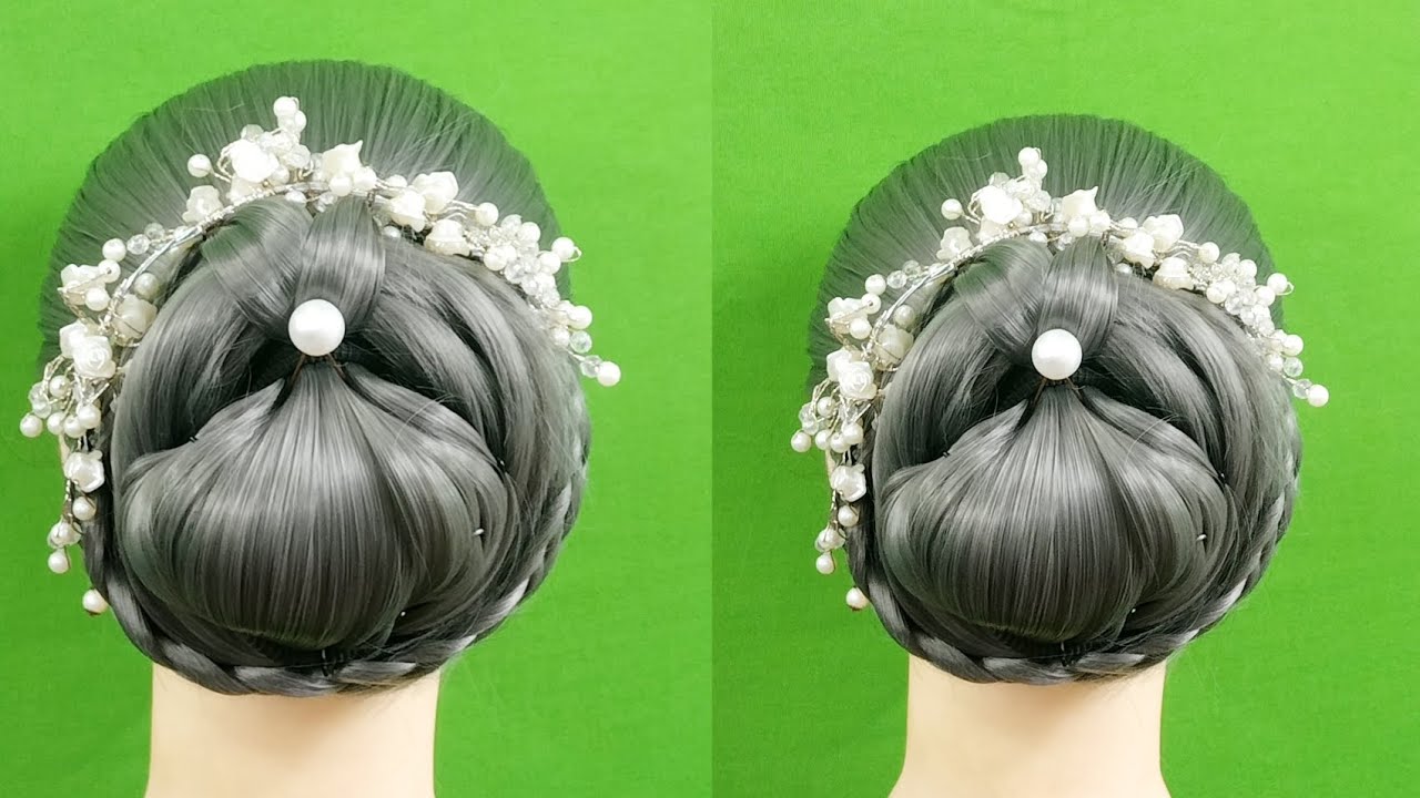 Simple Juda Hairstyle For Lahanga | Indian Girls Hairstyle For wedding ...
