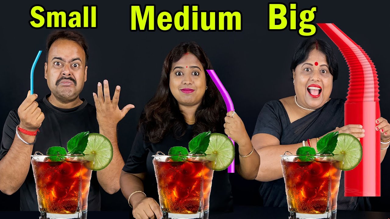 Big, Medium and Small Straw Challenge | The Cold Drink Challenge | Soft ...
