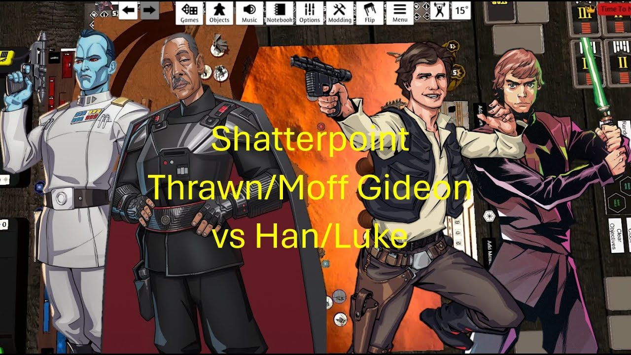 Star Wars Shatterpoint Thrawn/Moff Gideon vs Han/Luke on TTS - YouTube