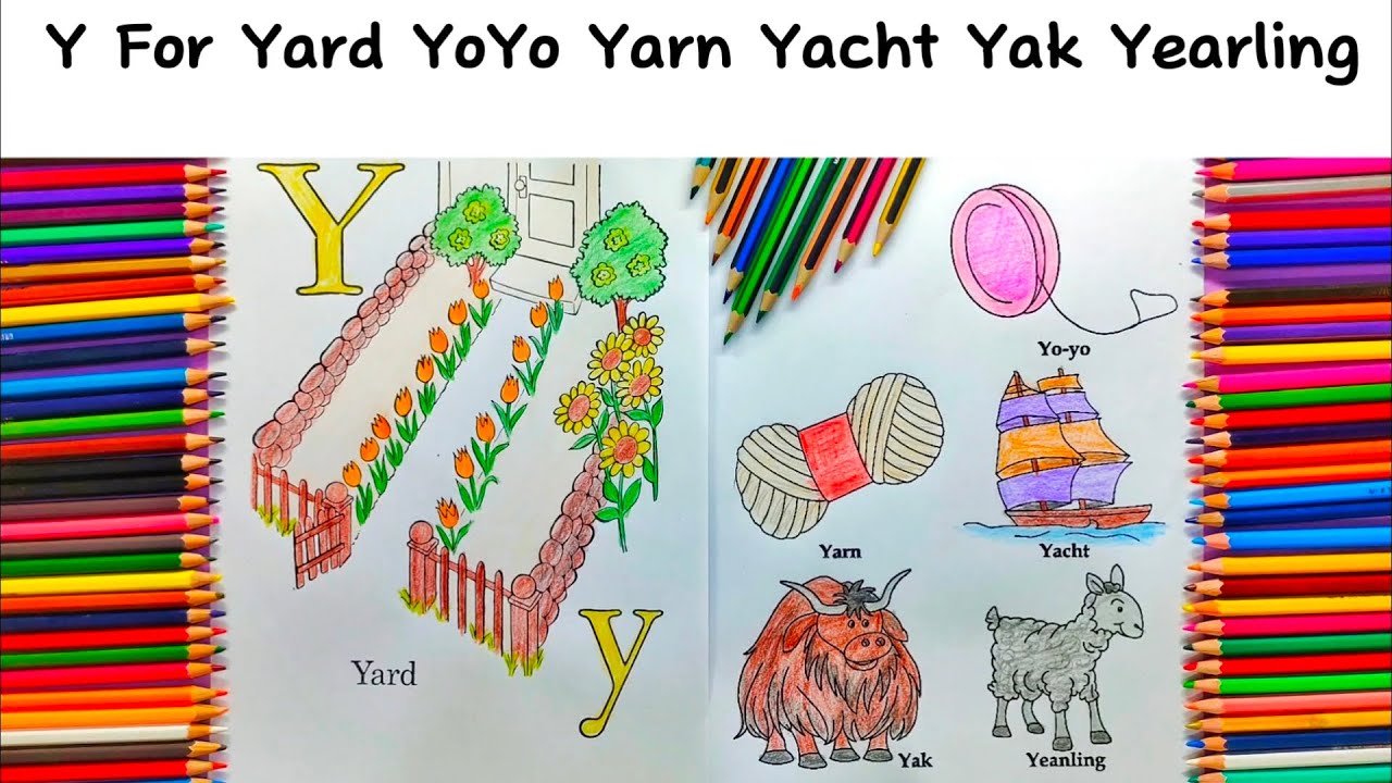 Y For Yard Yoyo Yarn Yacht Yak Yearling | How to Coloring For Beginners ...