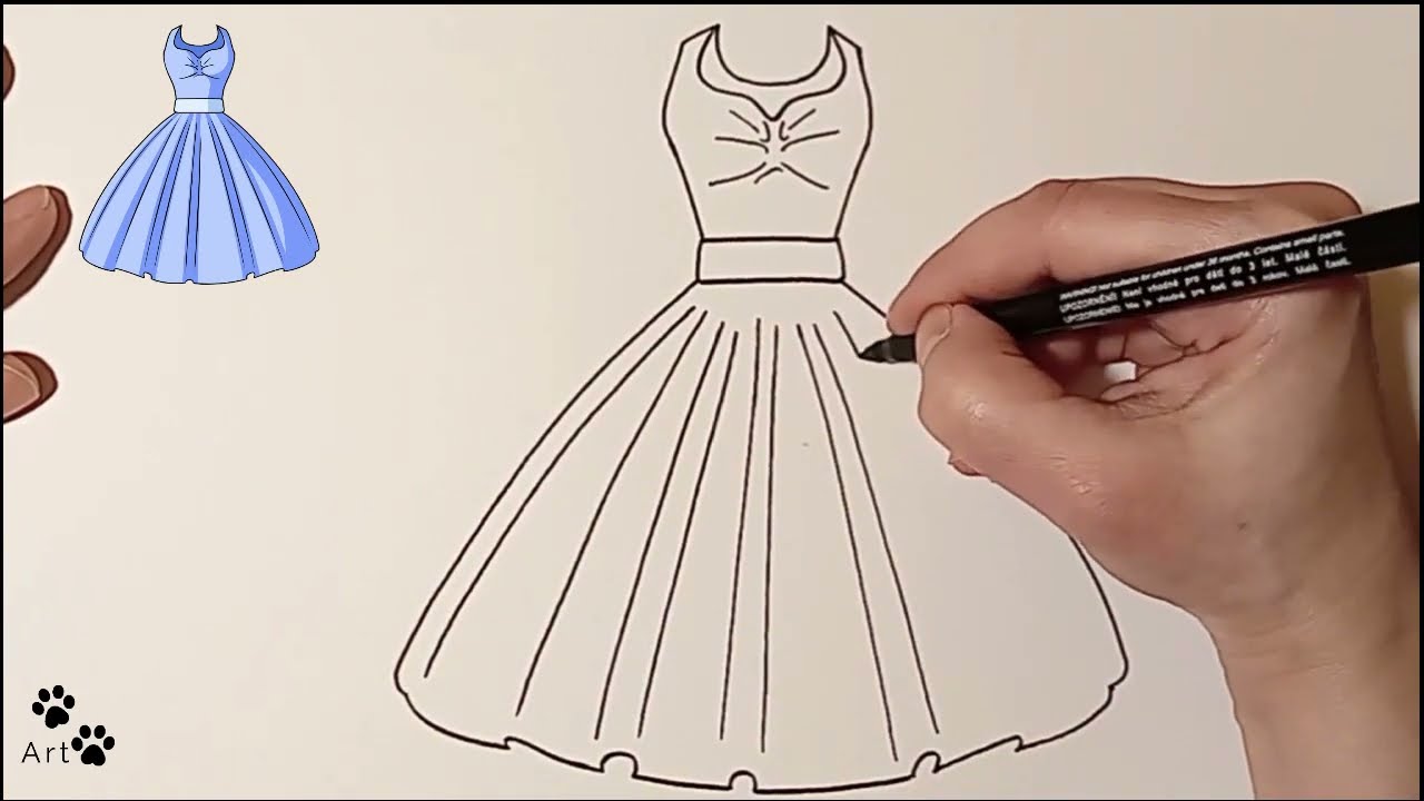 How to draw a dress / Kako nacrtati haljinu - YouTube