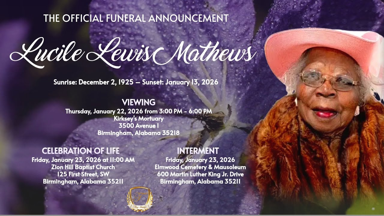 Celebration of Life for Mrs. Lucile Lewis Mathews - YouTube