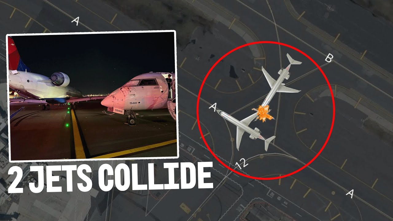Two Delta jets collide at LaGuardia Airport - YouTube