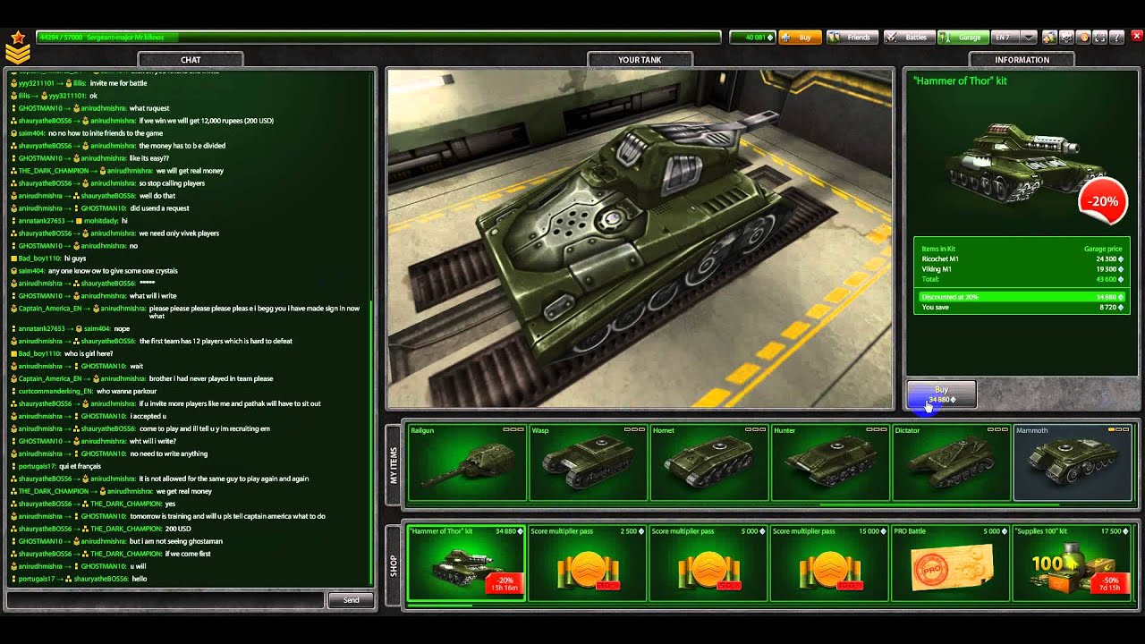 Tanki Onlyne - buying "Hammer Of Thor" M1 kit - YouTube