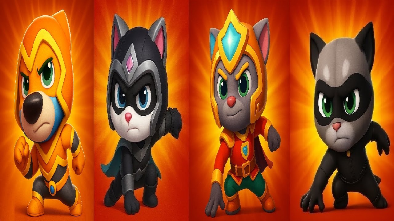 Talking Tom Hero Dash Cat Noir Tom VS GOLD FLASH TOM VS SUNBEAM HANK VS MOONLIGHT ANGELA ...