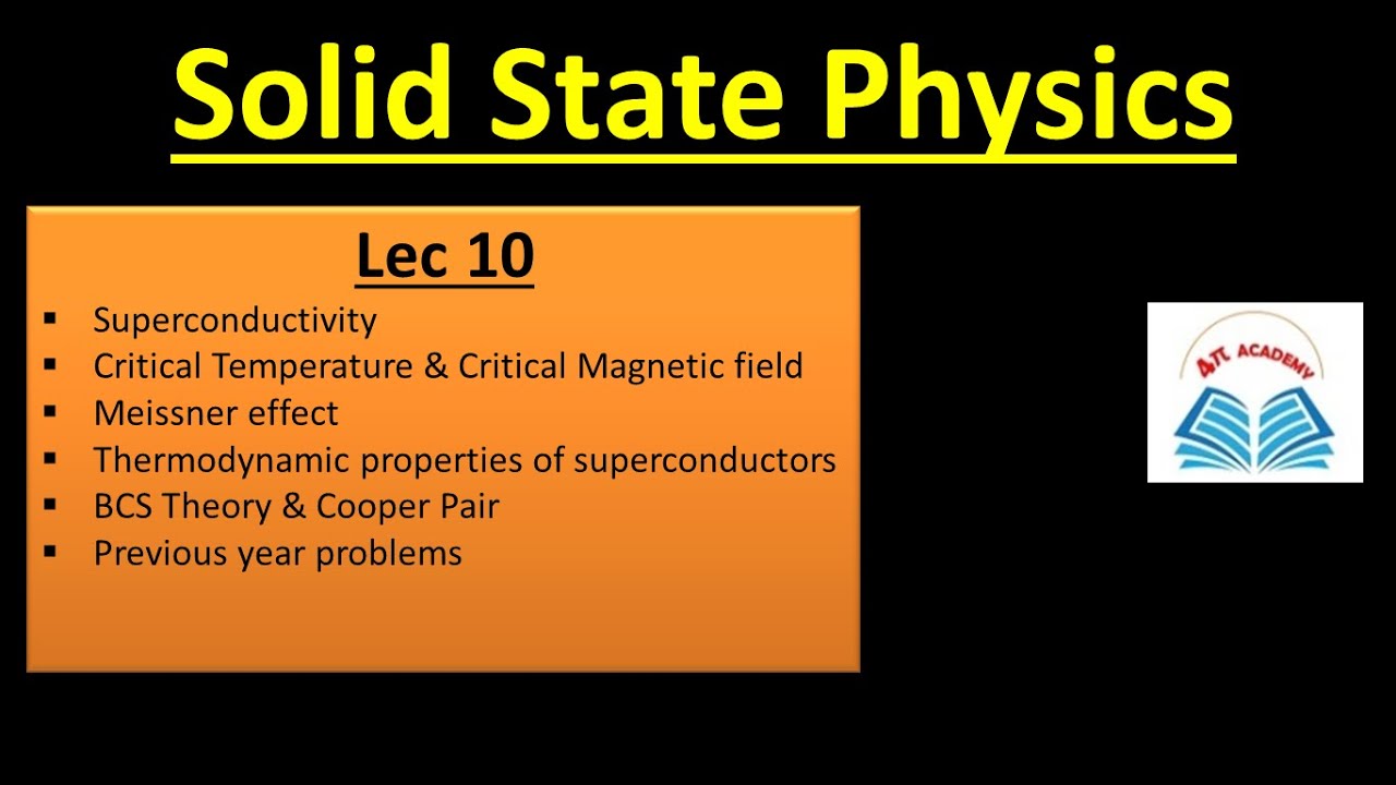 Lec 11 ( Superconductivity part 2 & Magnetism in Solids) - YouTube