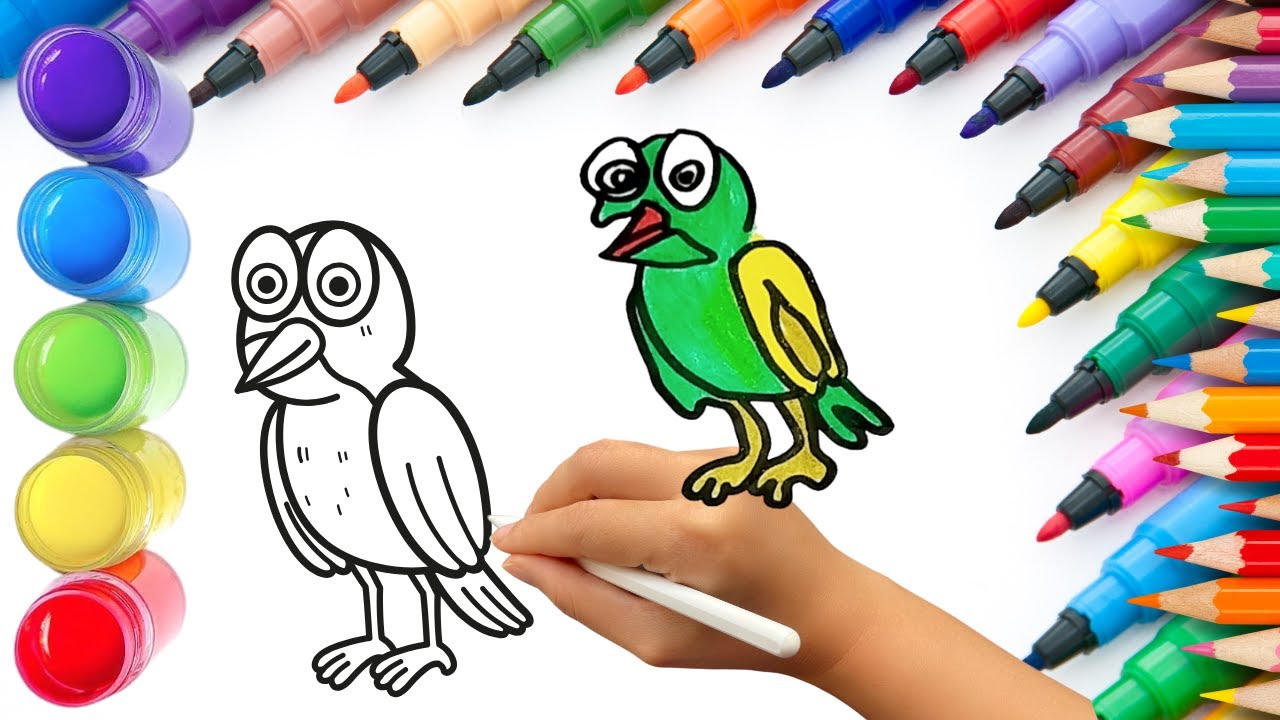 How To Draw cute Tia Bird Drawing, Painting & Coloring For Kids and ...