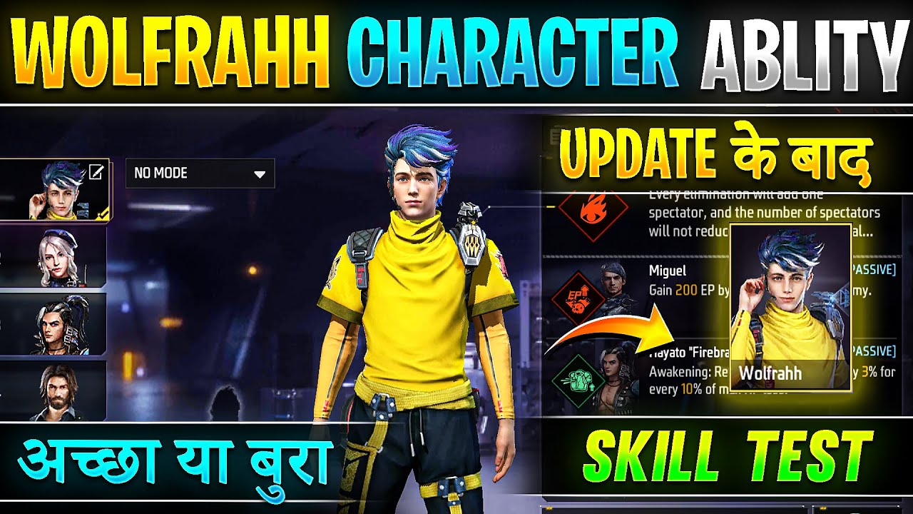 Free fire WOLFRAHH character ability | WOLFRAHH character test ...