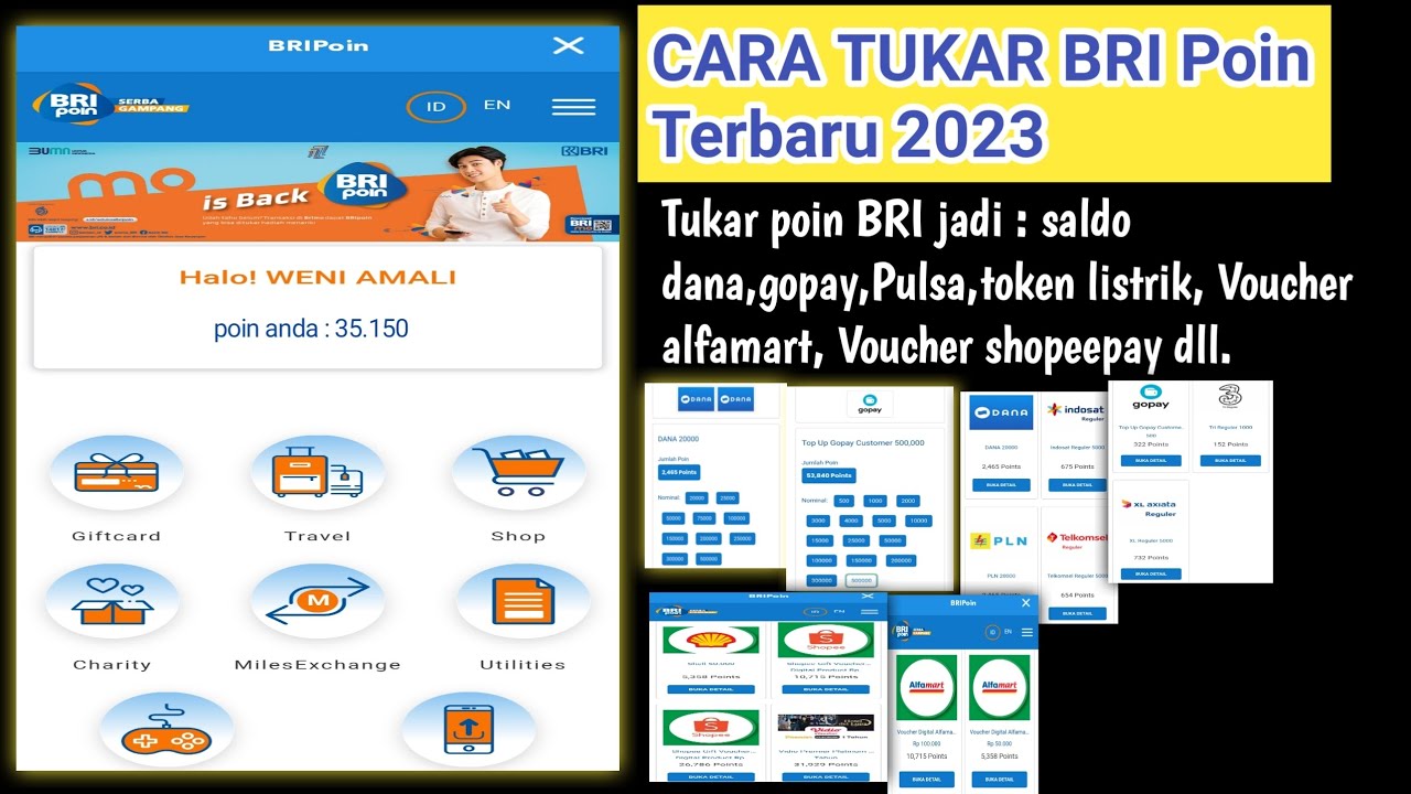 Cara Tukar BRIpoin jadi : Saldo Dana,gopay,Pulsa,token listrik,Voucher ...