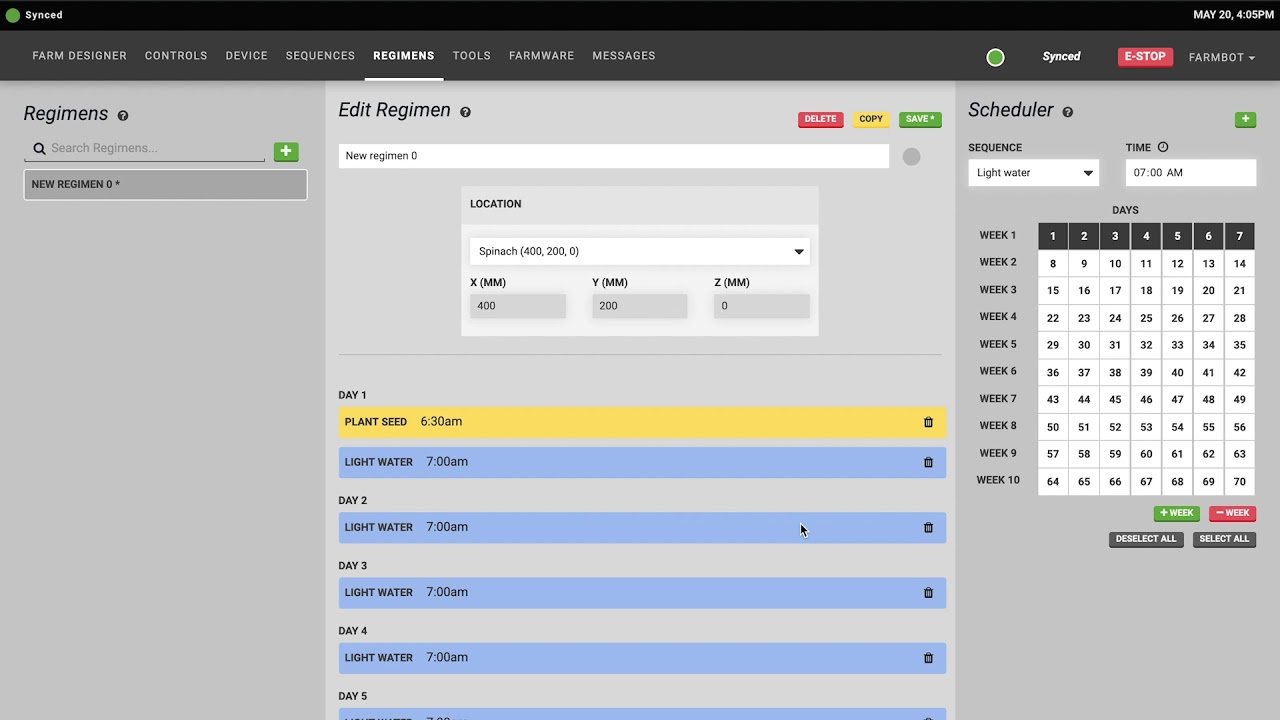 FarmBot Software: Regimens - YouTube