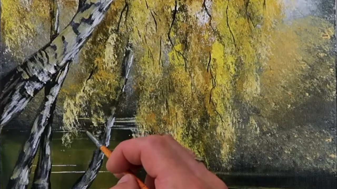 Birch Tree by the Lake: Bringing Nature's Serenity to Life | Acrylic ...