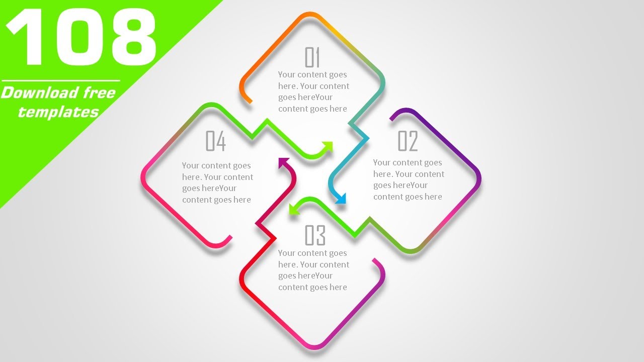 four step square outline custom shape infographic in powerpoint ...