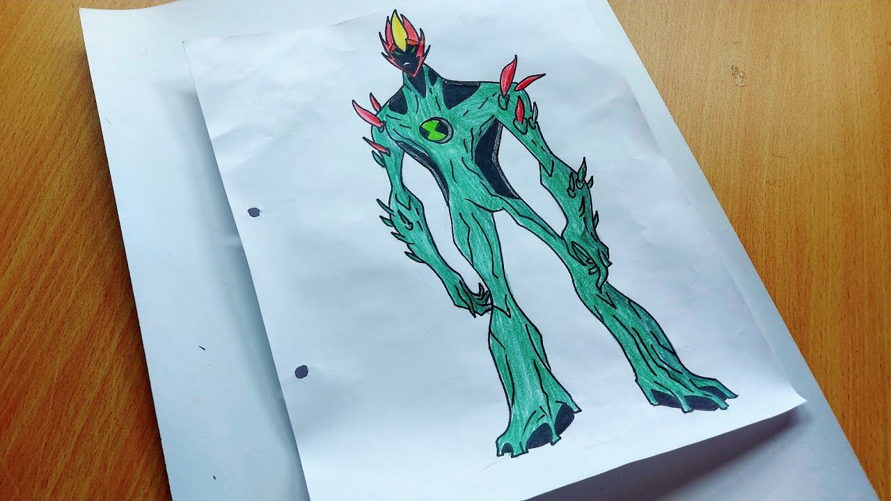 swampfire drawing || how to draw swampfire || ben 10 drawing || cartoon ...