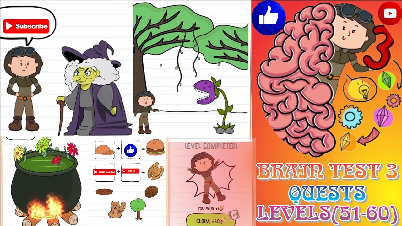Brain Test 3 Quests Level 51-60 Complete - YouTube