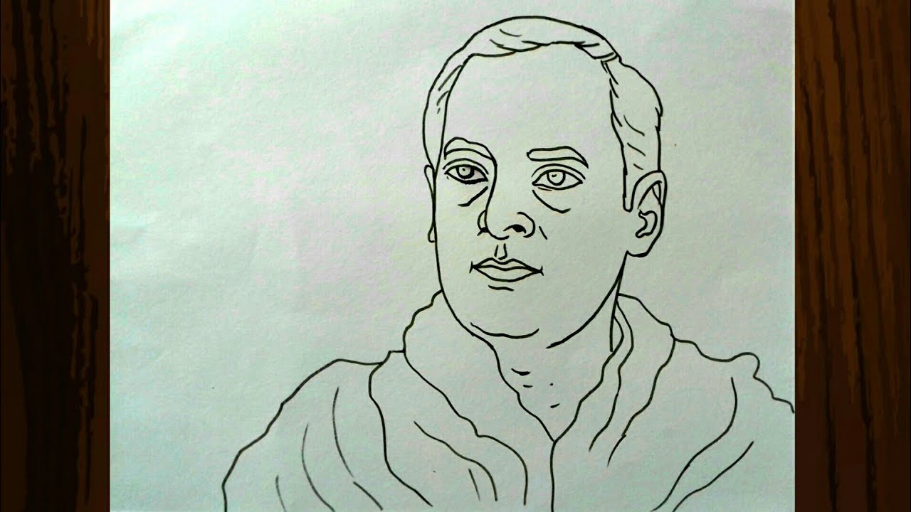 Rajib gandhi drawing step by step||sadbhavana Diwas drawing - YouTube