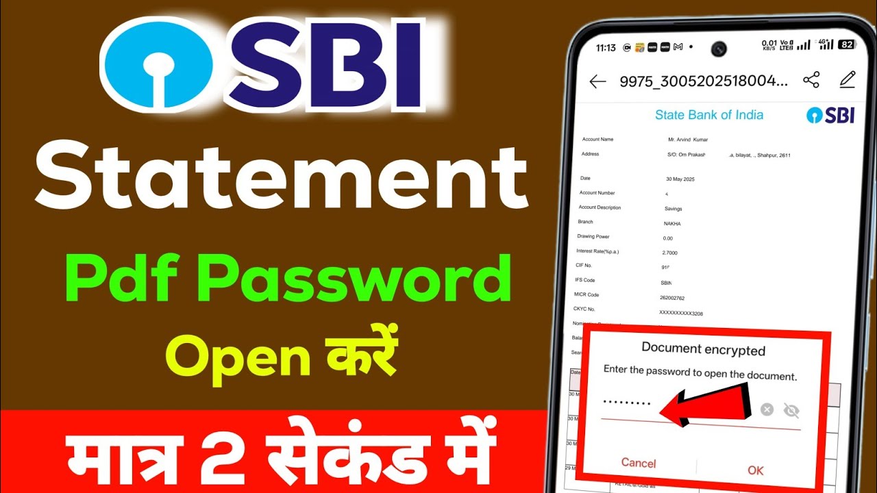 Sbi bank statement PDF password !! Sbi bank statement pdf password ...