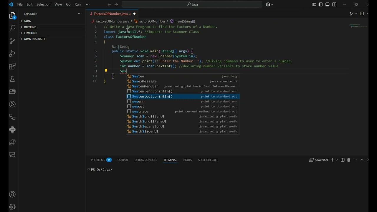 Java Program to print Factors of a Number. - YouTube