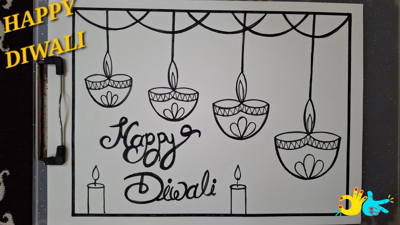 How To Draw Diya | Diwali Drawing Easy | Happy Diwali Pencil Drawing ...