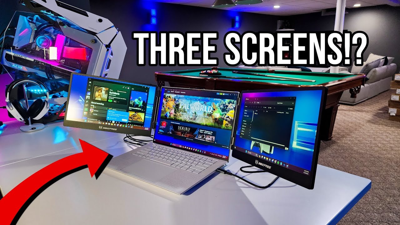 A TRIPLE SCREEN LAPTOP!? 🤔👀 Maxfree S2 Triple Monitor for Laptops ...
