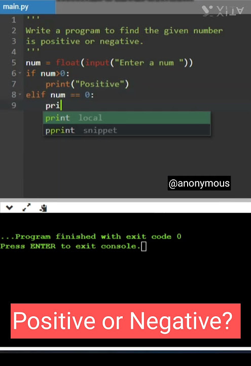 Positive Or Negative Python Script Find A Given Number Is Positive Or Negative Shorts