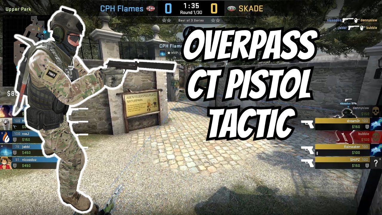 CS:GO Tactic - Overpass CT Pistol Setup - YouTube
